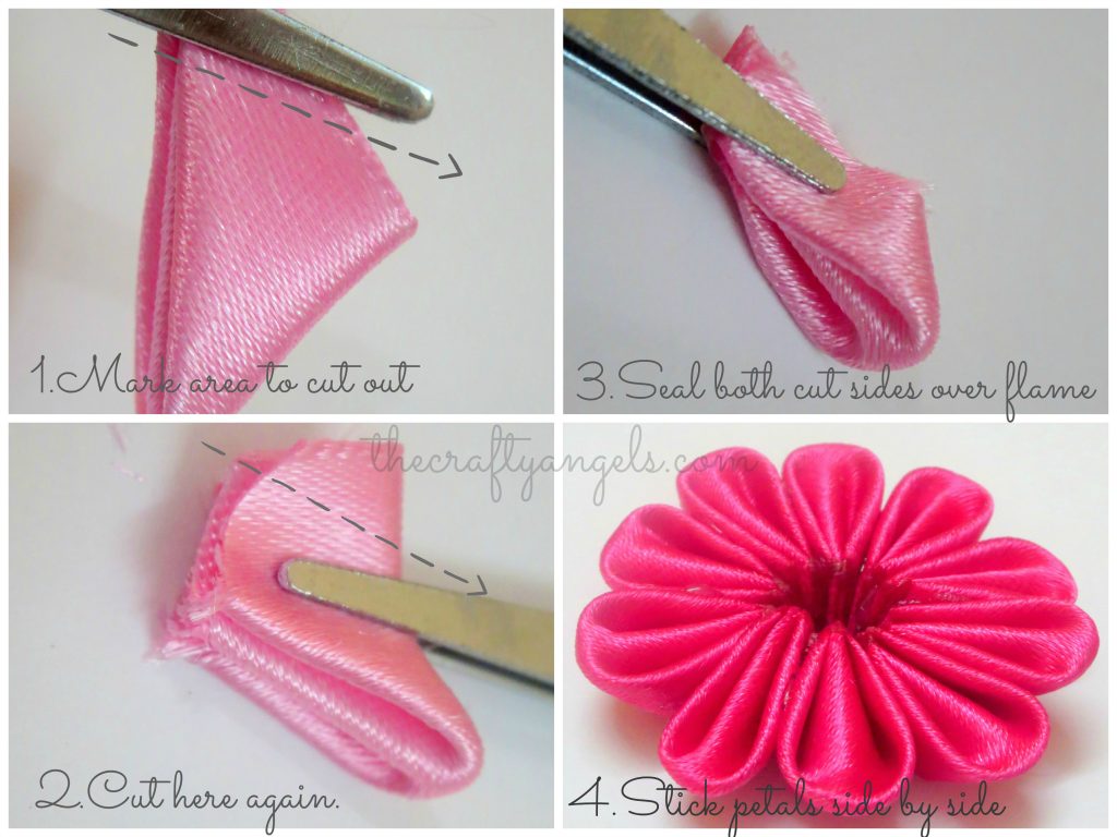 Kanzashi ribbon flower tutorial » The Crafty Angels