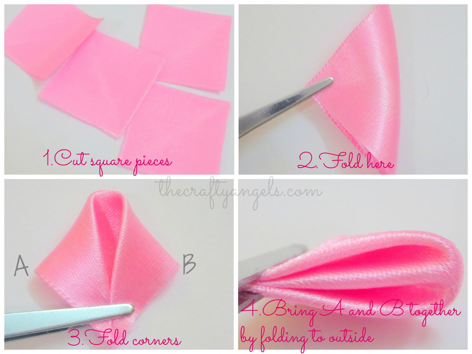 Kanzashi ribbon flower tutorial » The Crafty Angels