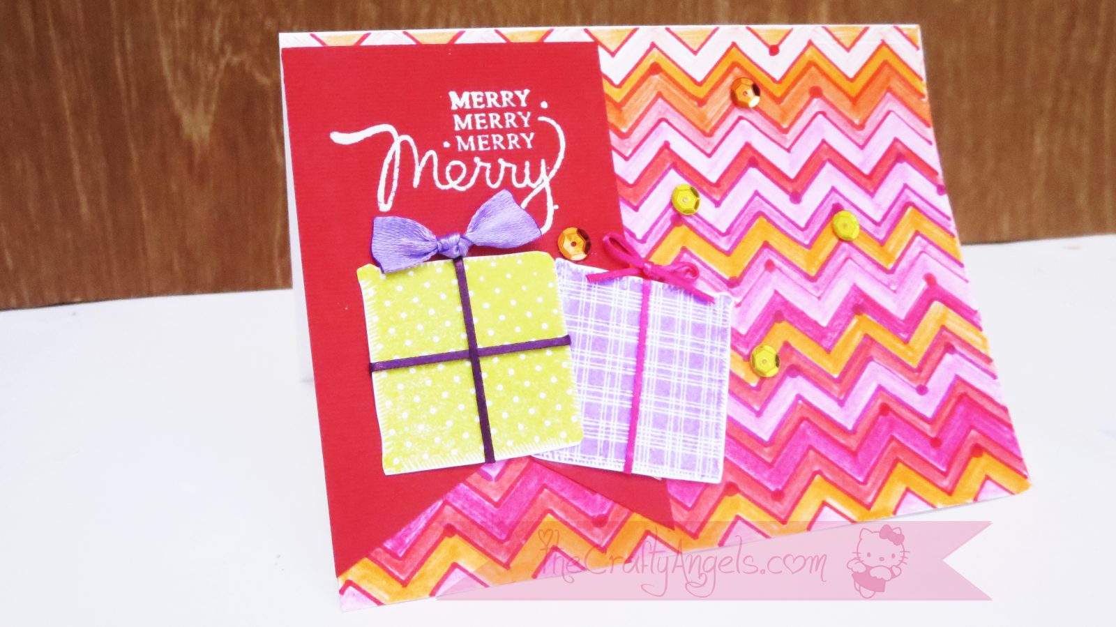 Handmade Christmas Card with gift boxes » The Crafty Angels