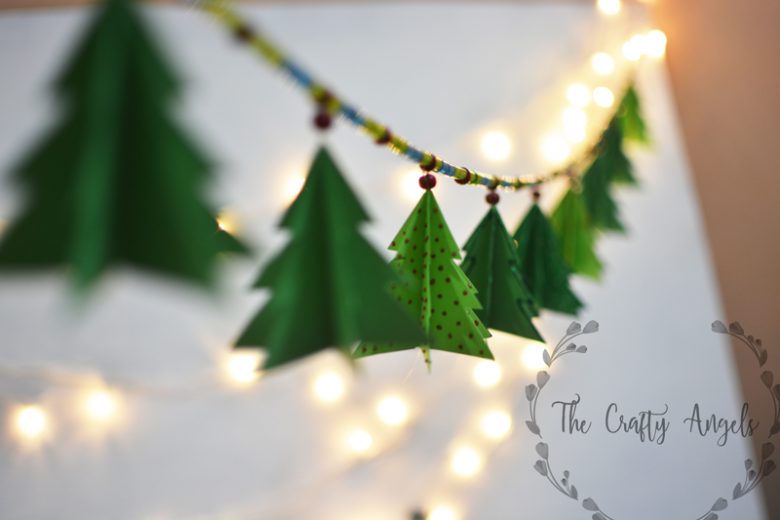 Paper Christmas Tree Garland Tutorial » The Crafty Angels