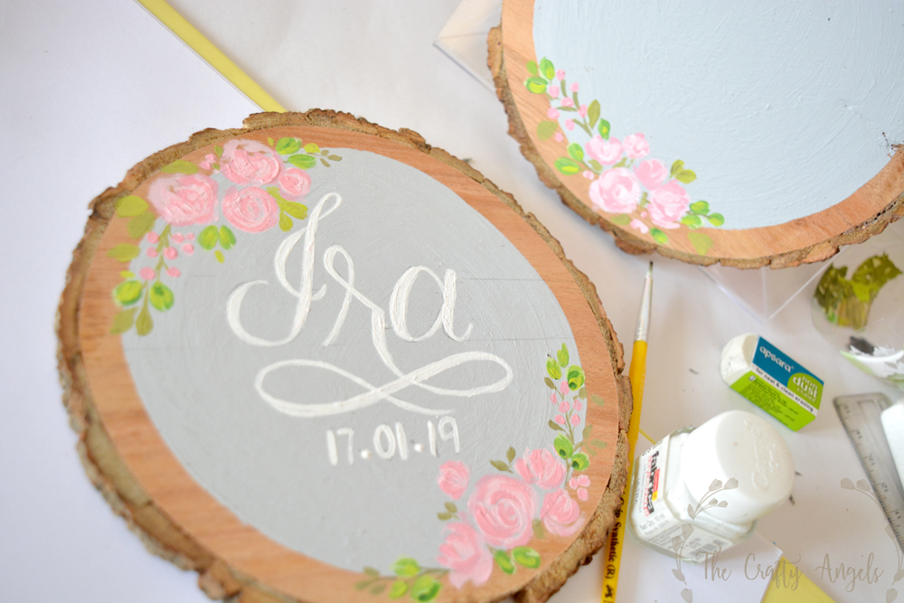 Hand Painted Wood Slice Name Board » The Crafty Angels
