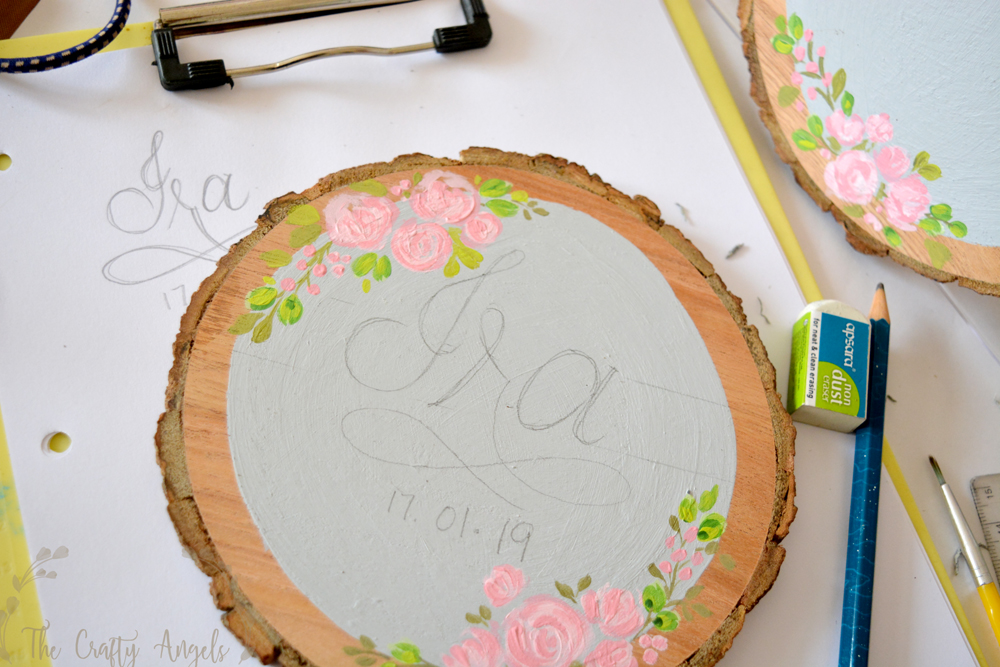 Hand Painted Wood Slice Name Board » The Crafty Angels
