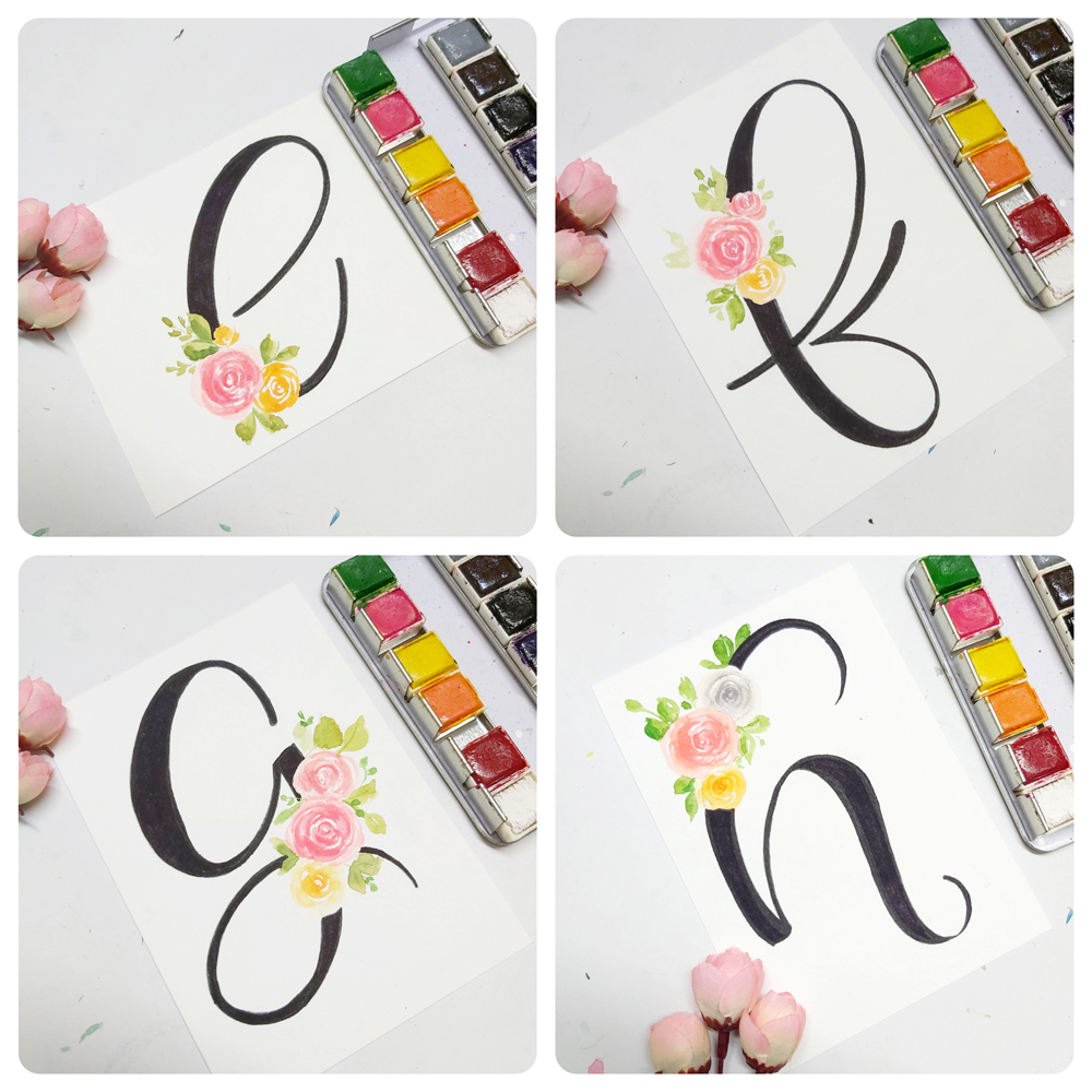 Watercolor Floral Alphabet Monogram » The Crafty Angels